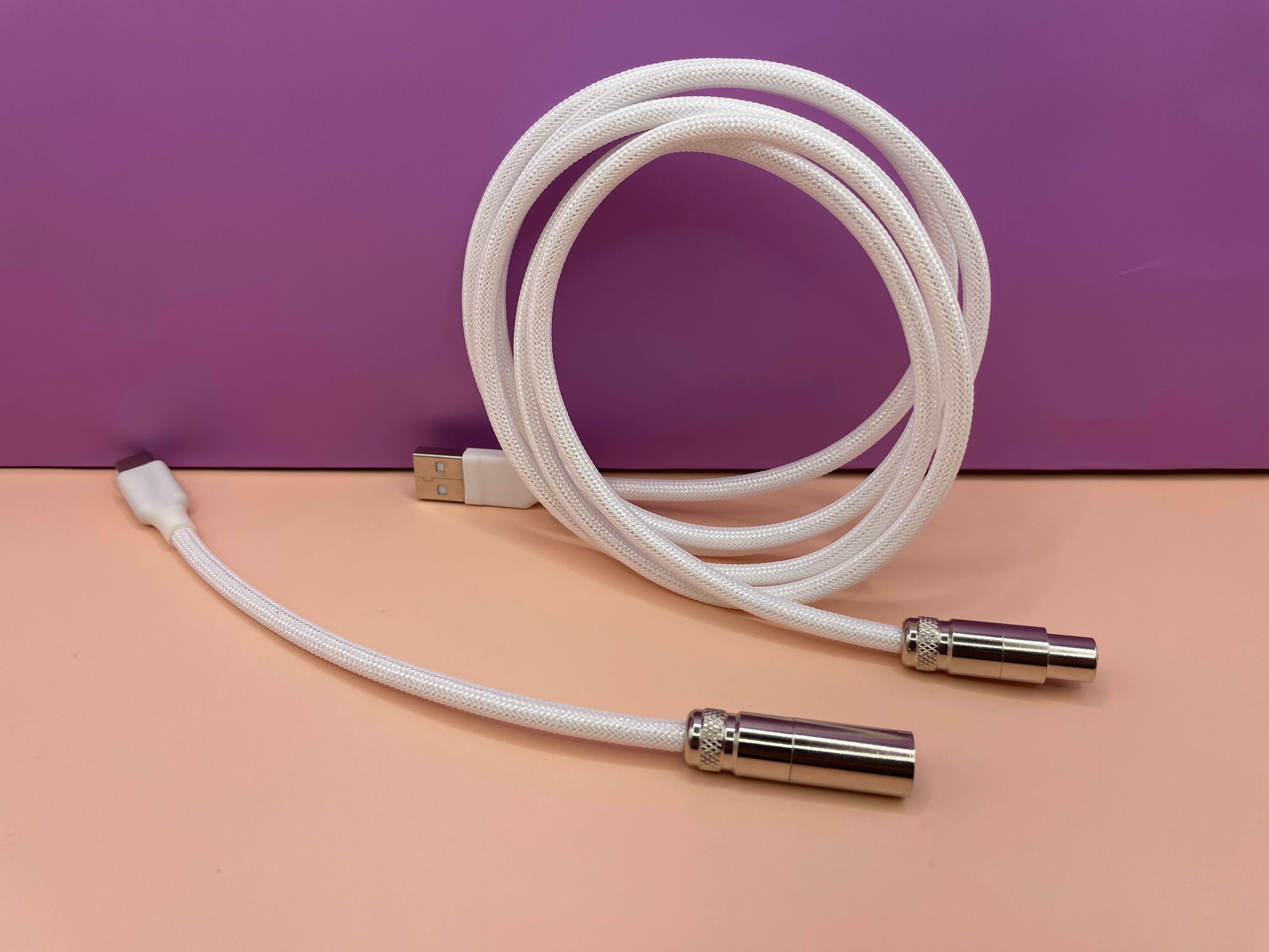 White Silver Mechanical Keyboard Straight XLR Cable – Keebz N Cables