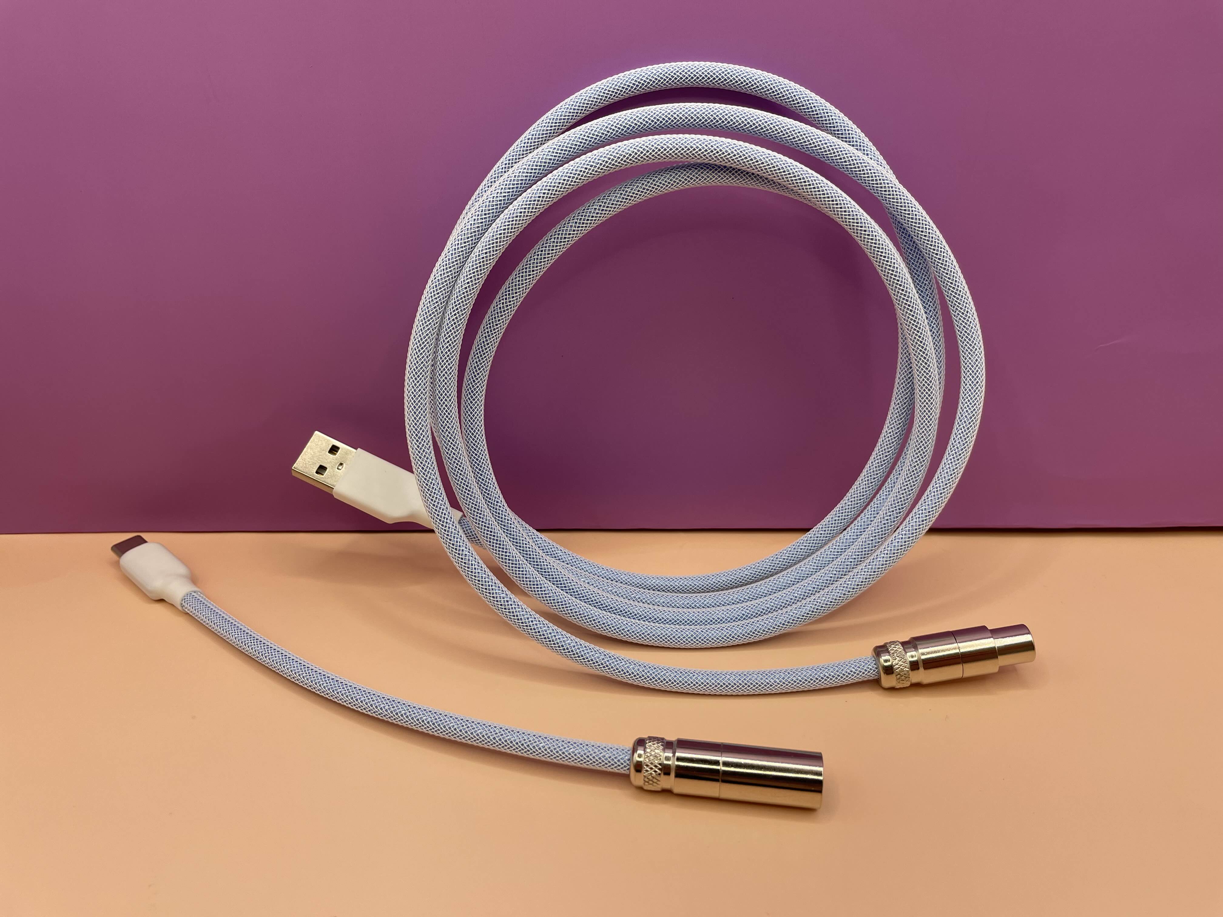 Baby Blue Silver Mechanical Keyboard Straight XLR Cable – Keebz N Cables