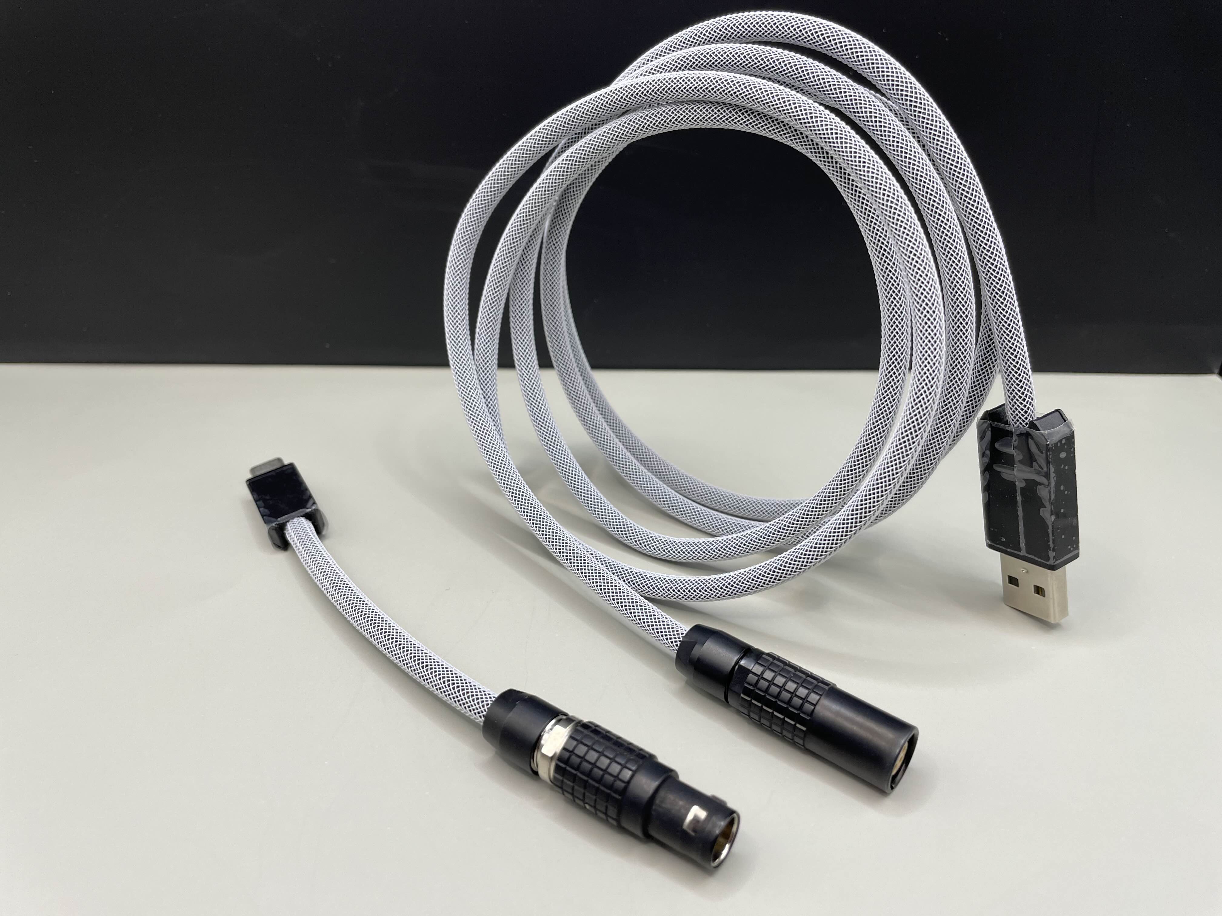Greyish White Mechanical Keyboard Straight LEMO Cable | Keebz N Cables