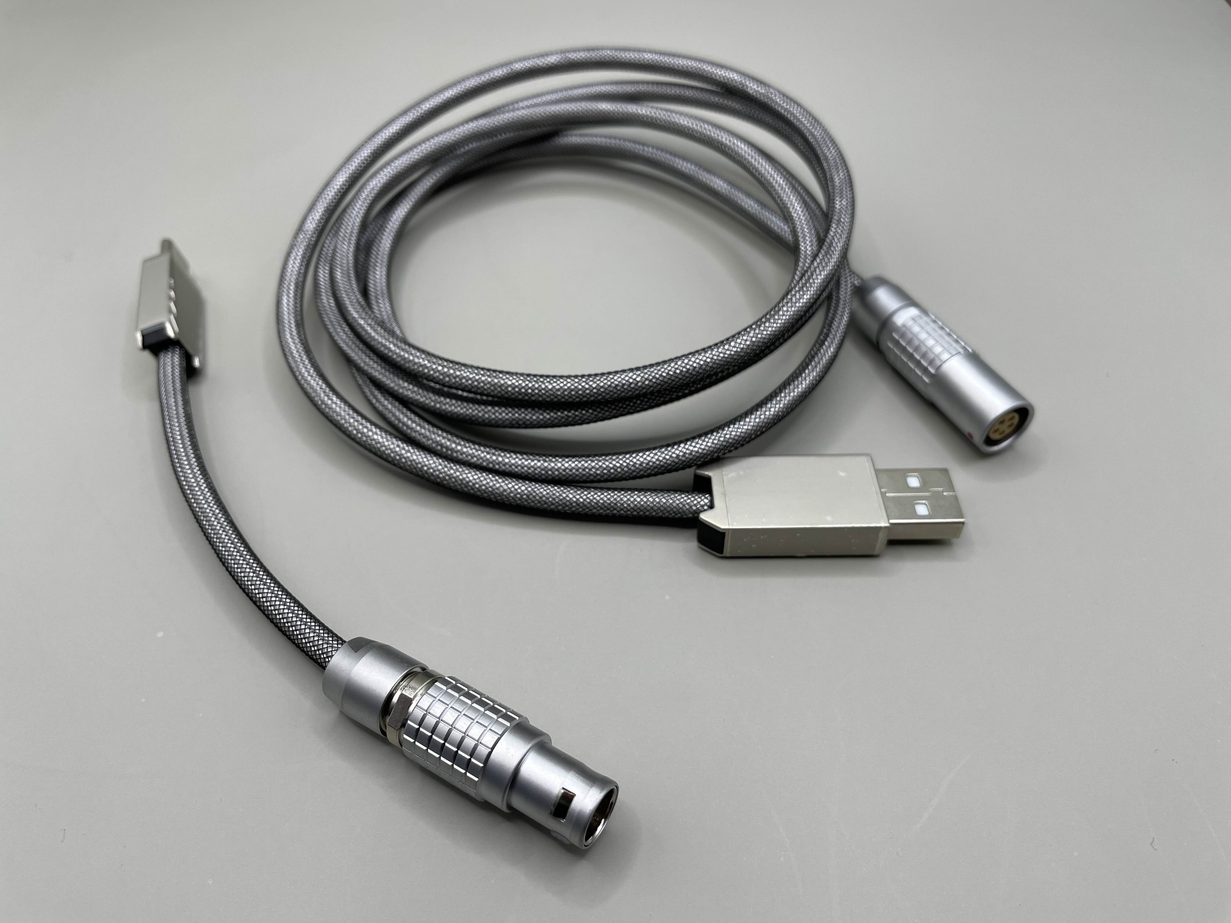 Silver Mechanical Keyboard Straight LEMO Cable | Keebz N Cables