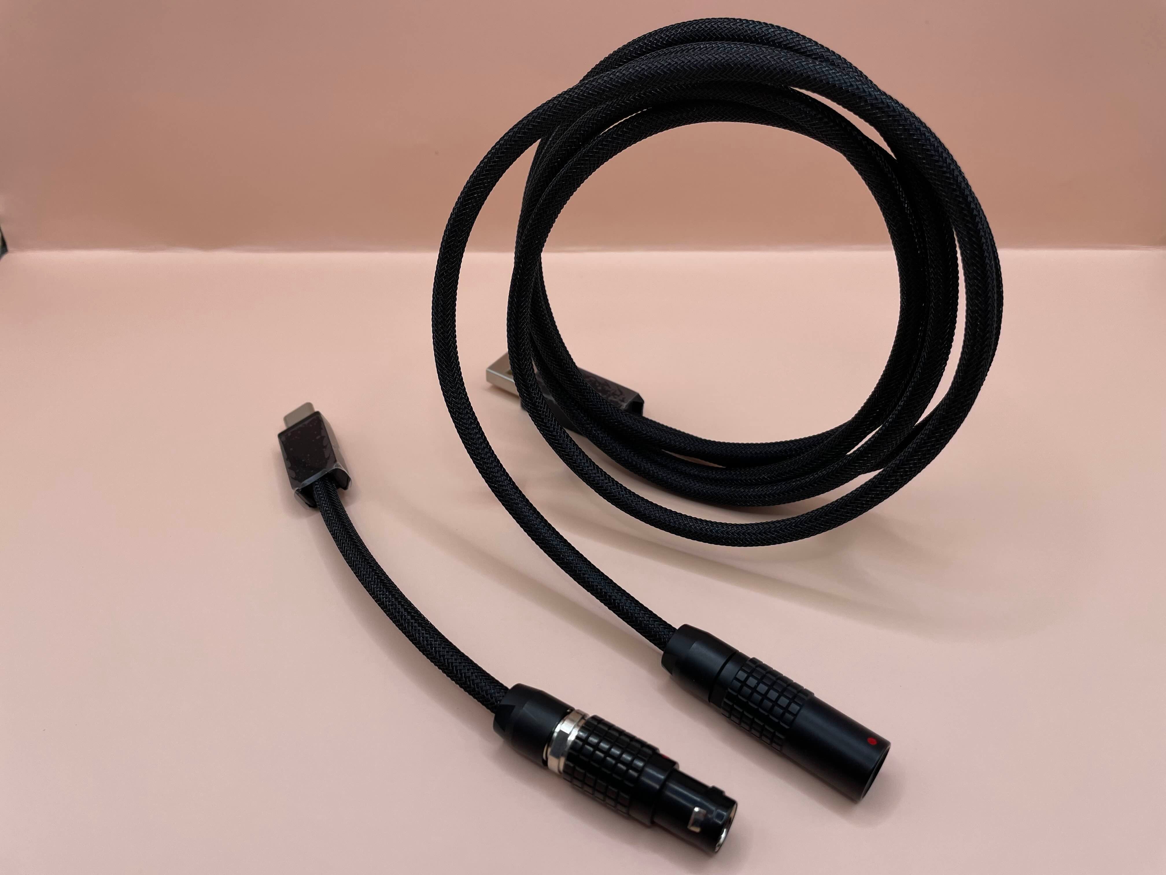 Triple Black Mechanical Keyboard Straight LEMO Cable | Keebz N Cables